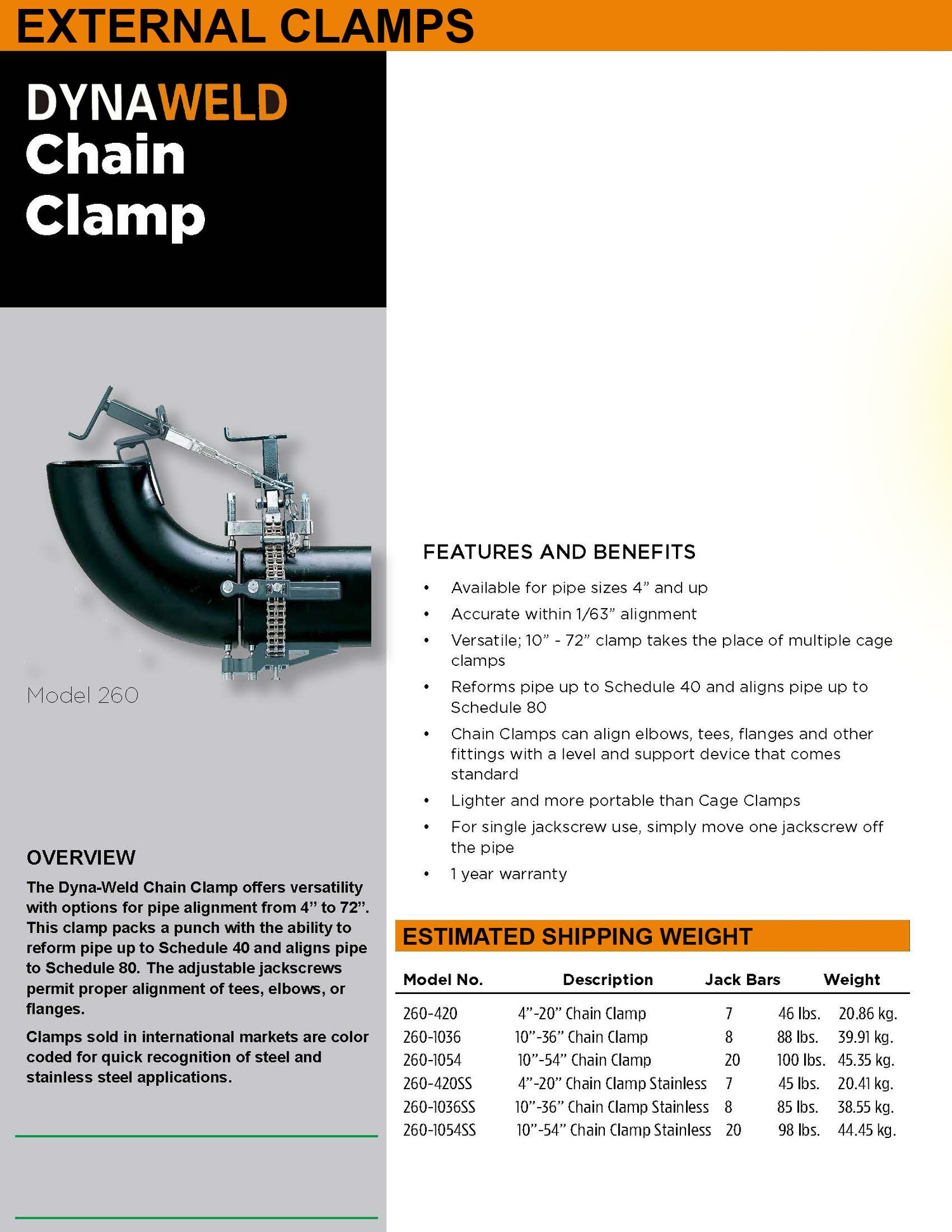 Single Chain Alignment Clamp 4 - 20"